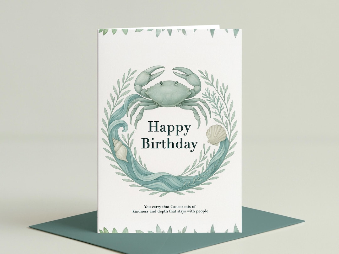 Printable Cancer Birthday Card With Zodiac Crab - Etsy