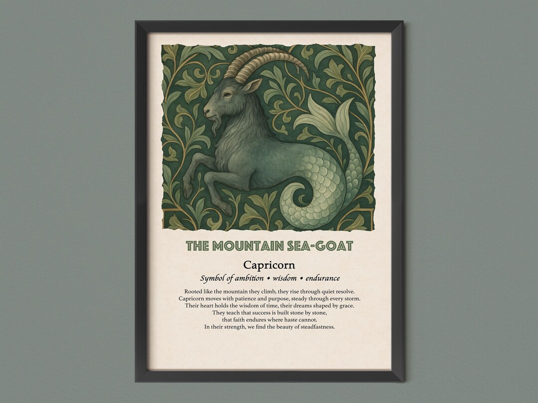 Capricorn Zodiac Sign Printable Art Mountain Sea-goat – Inspirational ...