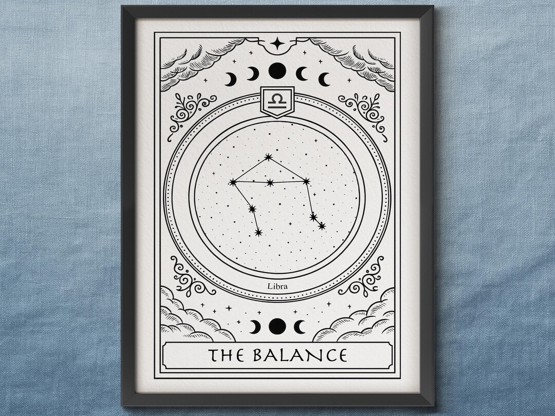 Libra Zodiac Tarot Card Star Map Print, Astrology Art Deco Wall Art - Etsy
