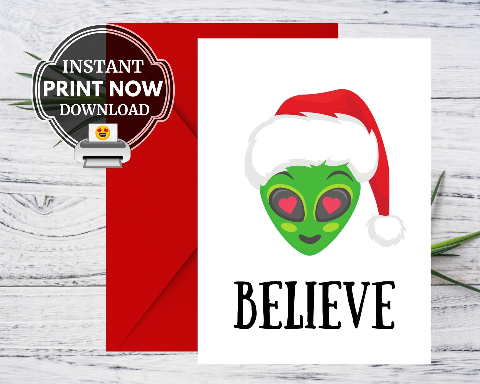Alien Christmas Funny Christmas Card Believe Christmas Card - Etsy