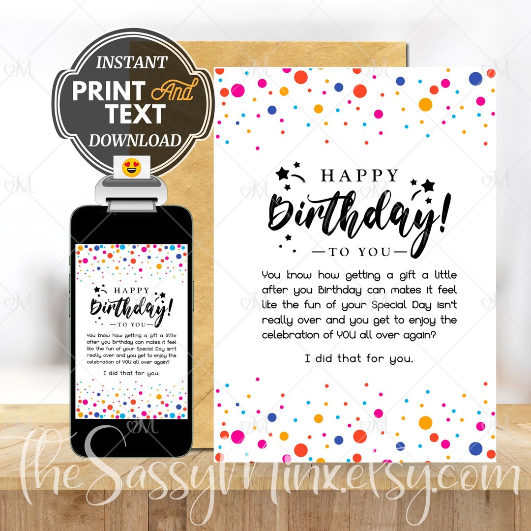 Funny Birthday Card for Late Gift With DIY Envelope & Texting Image ...