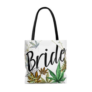 Large Wedding Tote Bag, Bride, Beautiful Marijuana Wedding Gift for ...