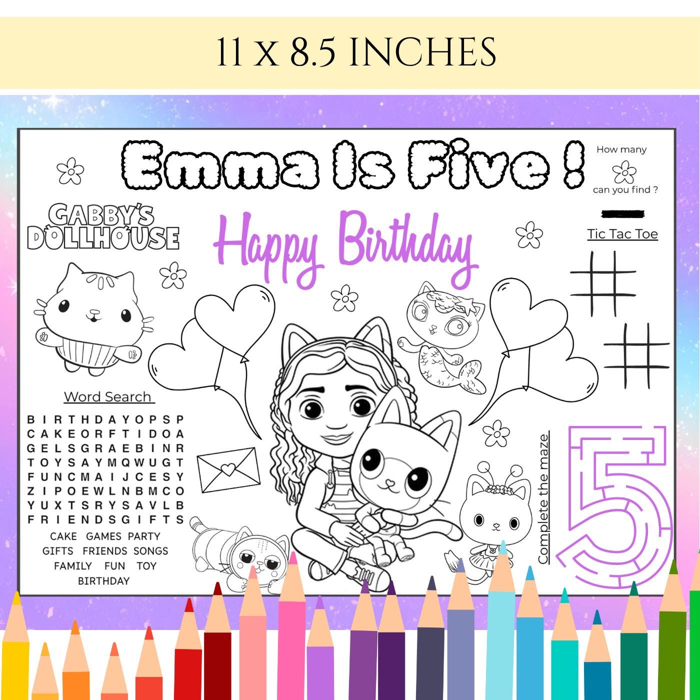 Gabby Happy Birthday Coloring Sheet, Dollhouse Activity Sheet ...