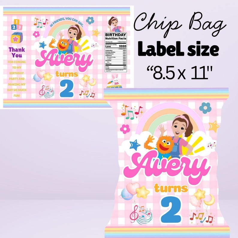 Editable Ms Rachel Chip Bag Ms Rachel Party Favor |preschool Learning ...