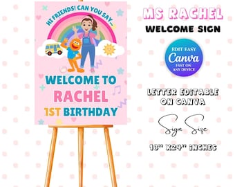 Ms Rachel Welcome Sign Printable | 1st Birthday Party Sign | Editable ...