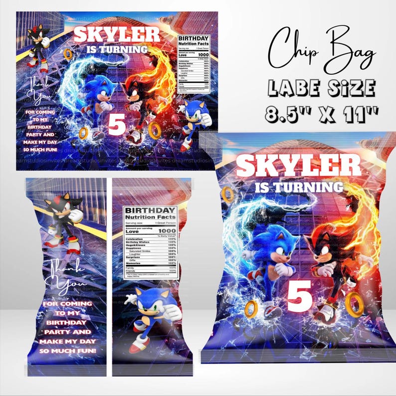 Shadow X Sonic Birthday Bundle Hedgehog Party Boy 5th Birthday Party ...