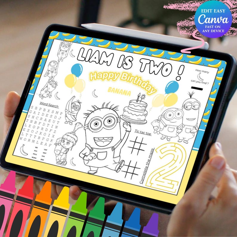 Minions Birthday Placemat | Printable Coloring Pages for Kids ...