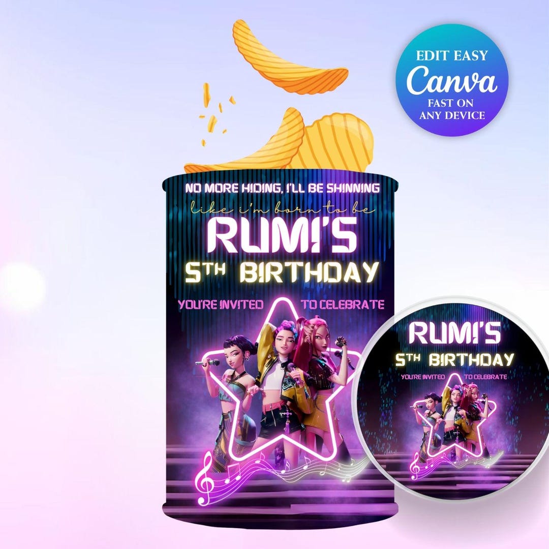 Editable K-pop Demon Hunters Pringles Template | Kpop Snack Wrapper ...