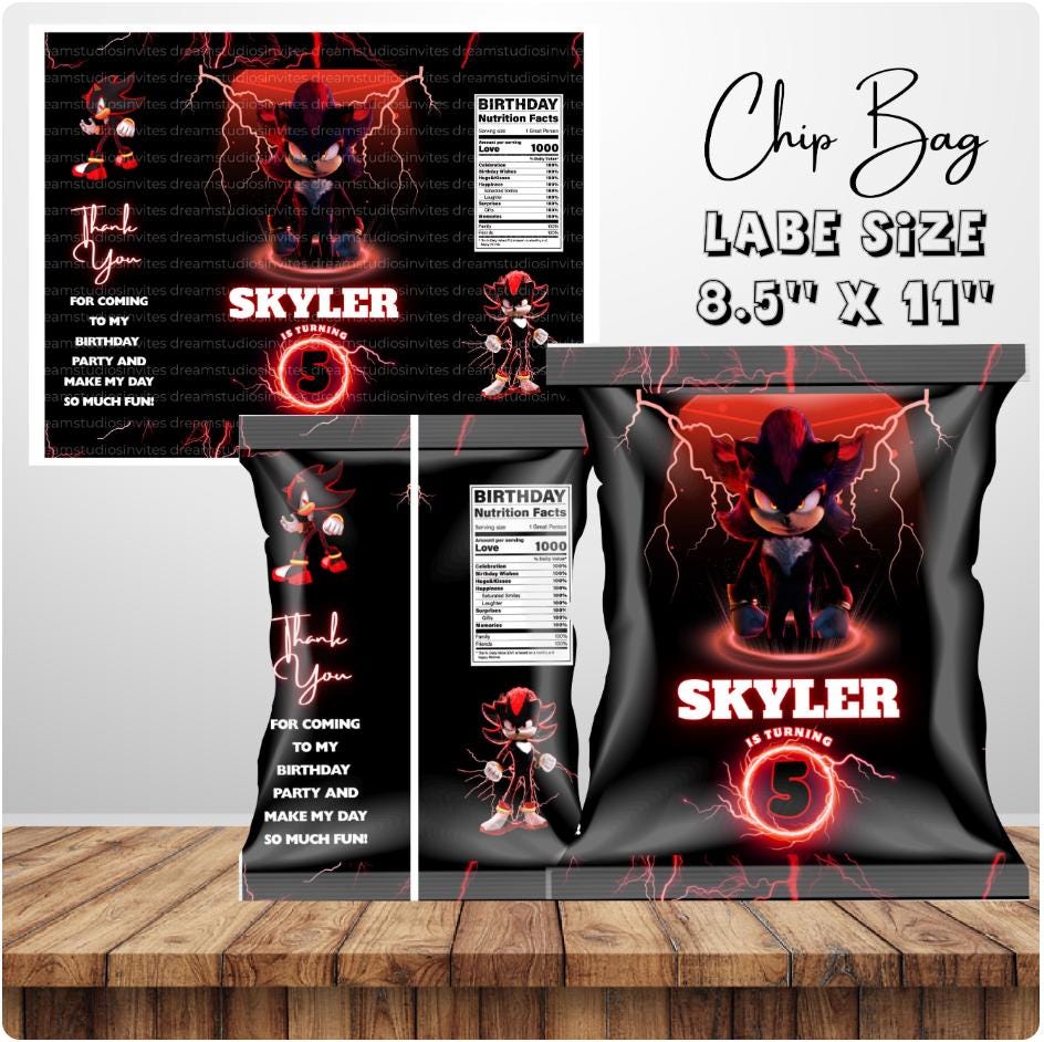 Shadow X Sonic Birthday Bundle Hedgehog Party Boy 5th Birthday Party ...