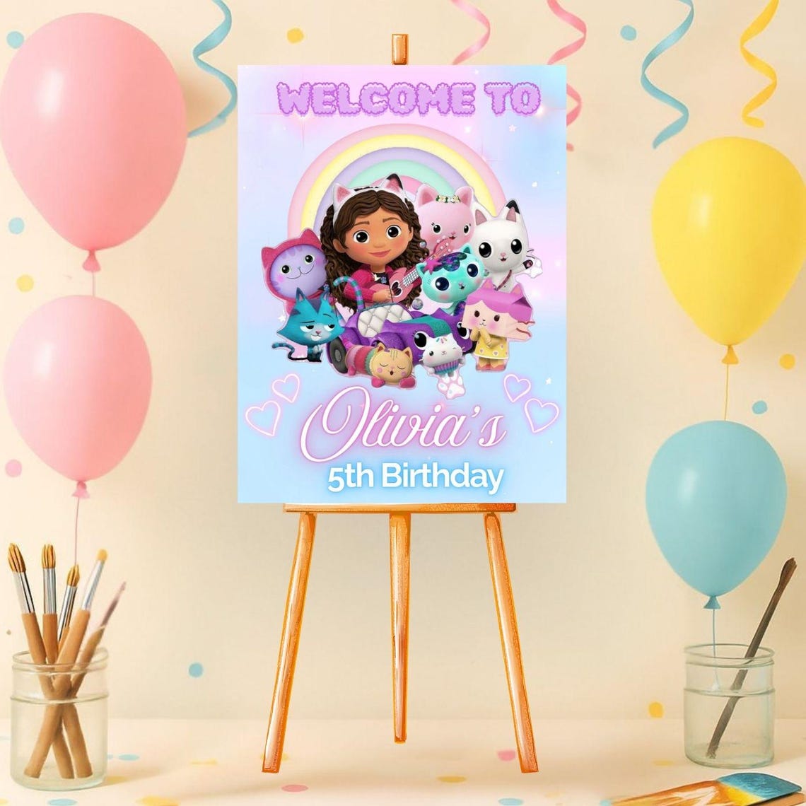 Editable Gabby Doll Birthday Welcome Sign Template, Dollhouse Welcome ...