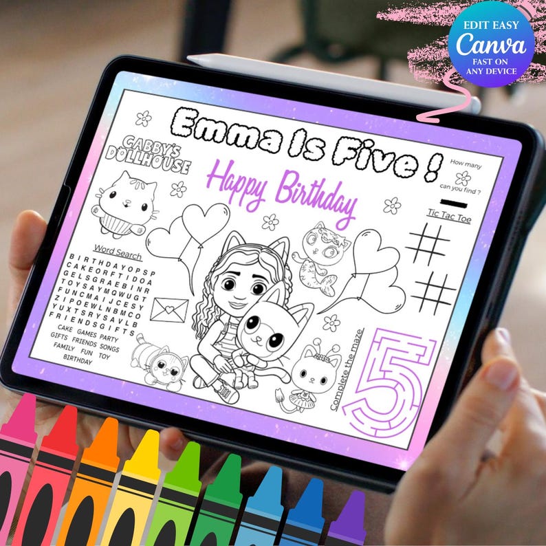 Gabby Happy Birthday Coloring Sheet, Dollhouse Activity Sheet ...