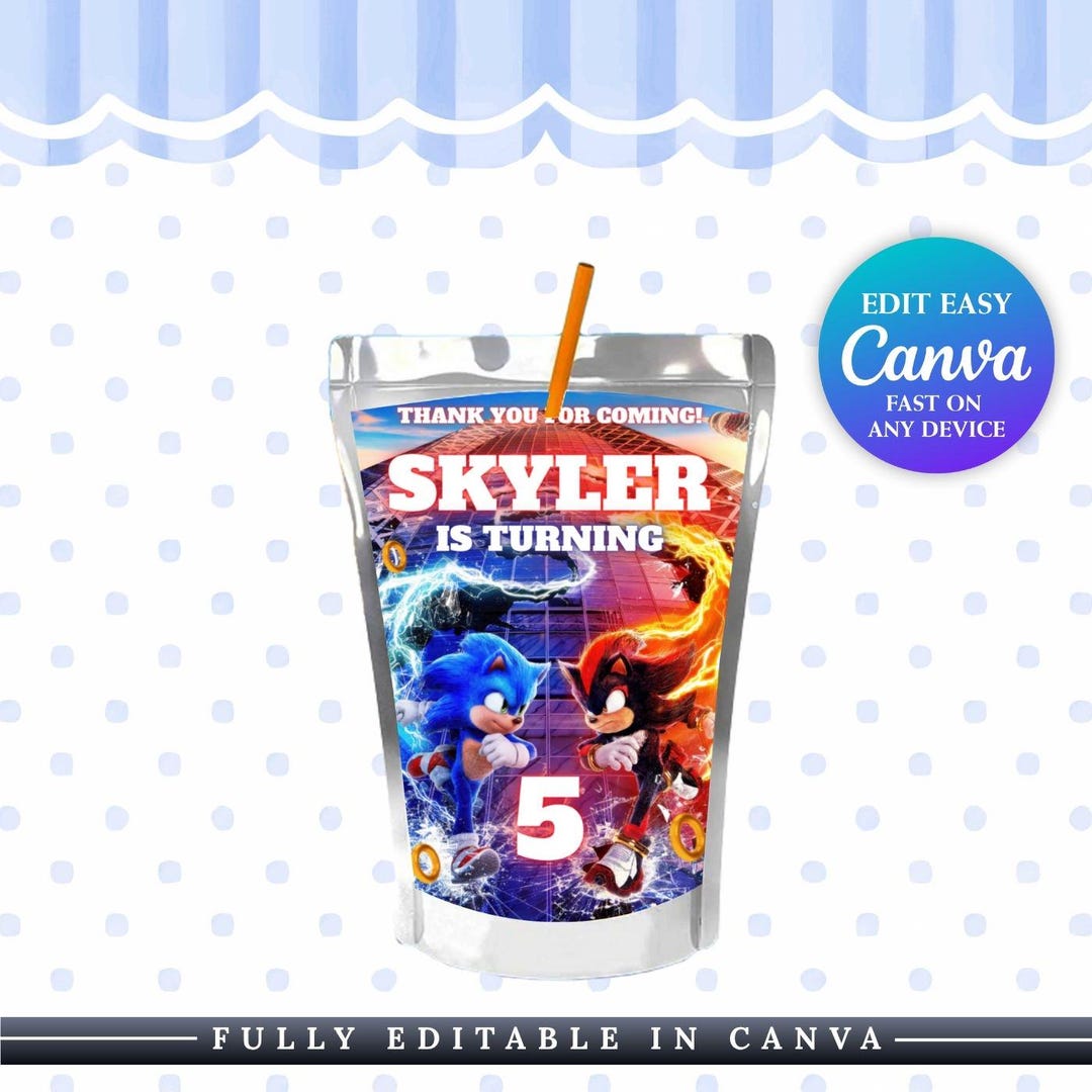 Shadow X Sonic Birthday Capri Sun Hedgehog Party Boy 5th Birthday Party ...