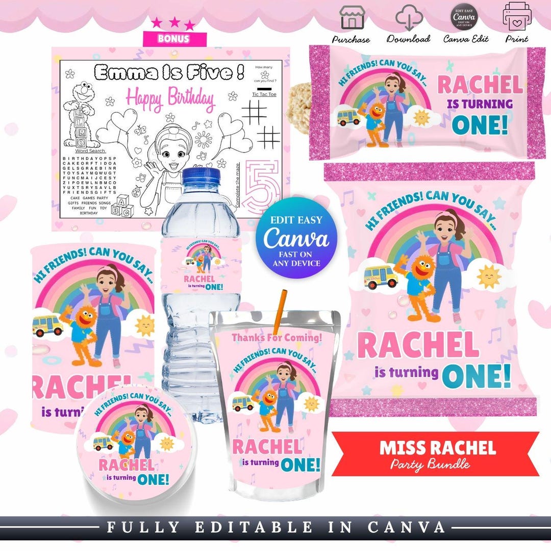 Ms Rachel Bundle | Ms Rachel Party Favors |preschool Learning Party ...