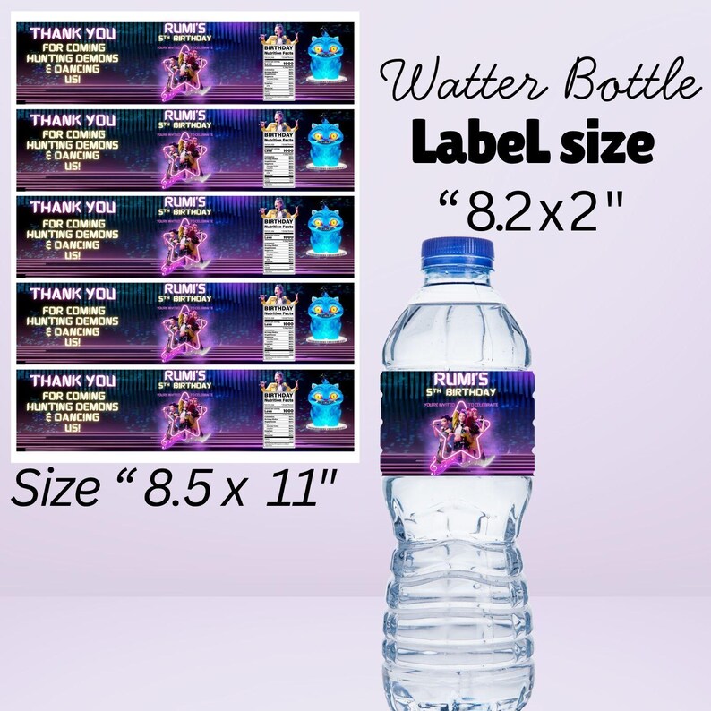 Kpop Demon Hunter Party Favor Bundle Water Bottle Demon Hunter Birthday ...