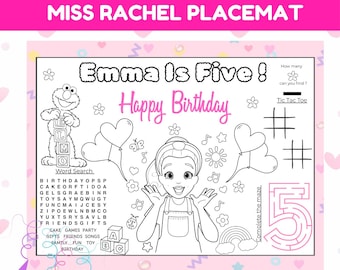 Ms Rachel Birthday Activity Placement Mat - Etsy