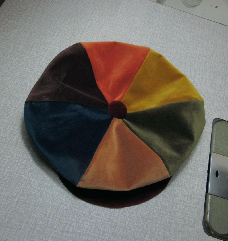 Luxury Velvet Bakers Boy Cap 70s Style Pimp Hat Bright, Dark or Muted ...
