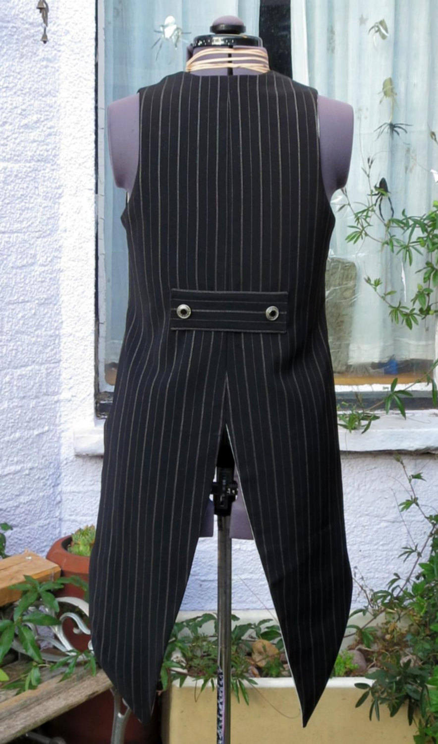 Goth waistcoat with tails tailcoat in black and white | Etsy