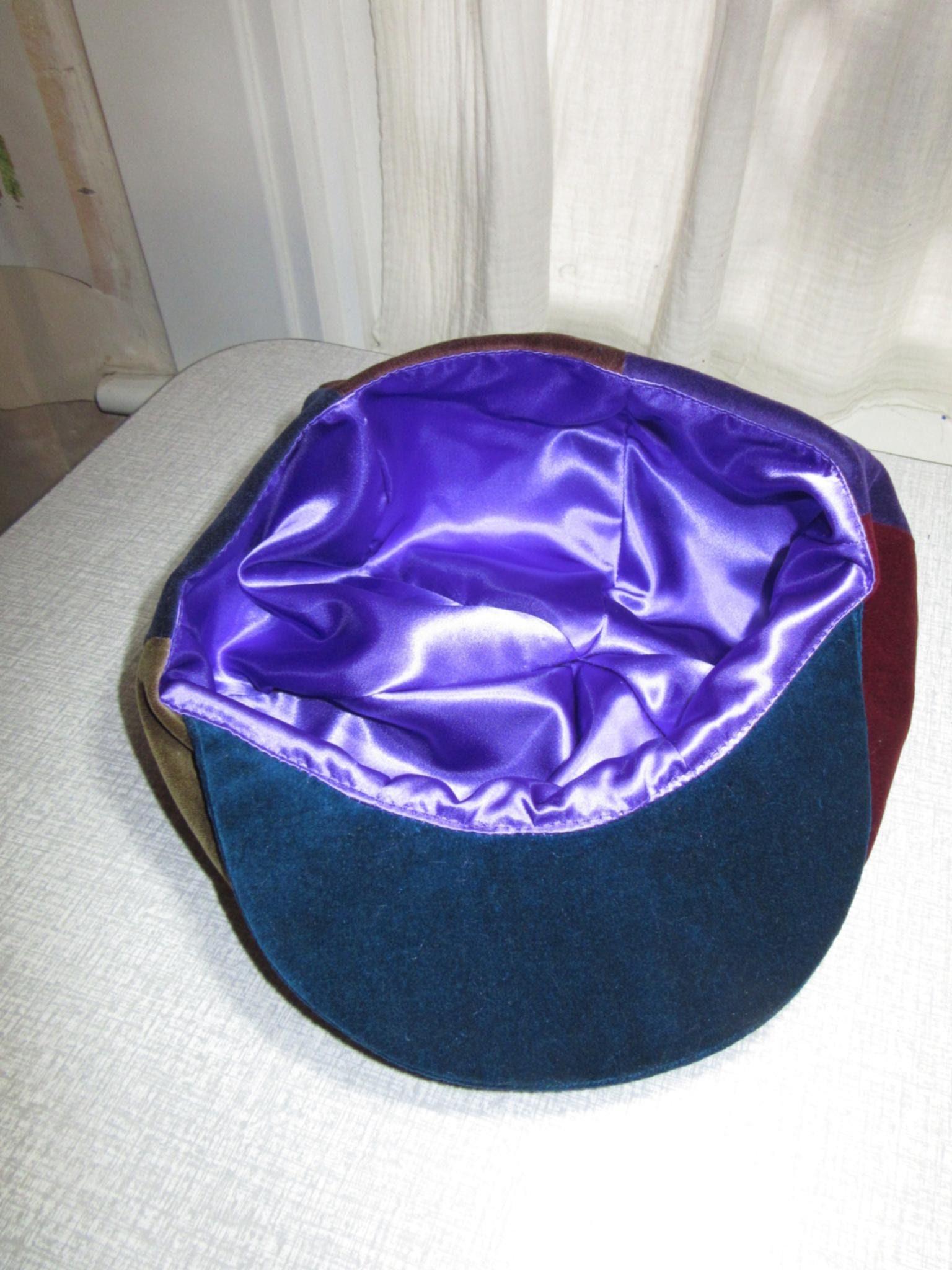 Luxury Velvet Bakers Boy Cap 70s Style Pimp Hat Bright, Dark or Muted ...