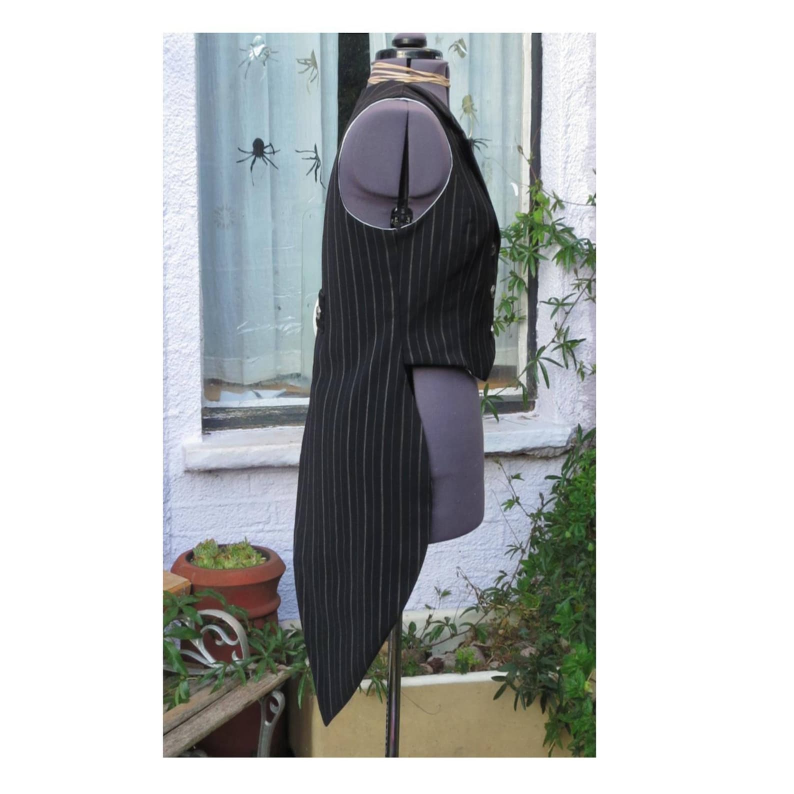 Goth Waistcoat With Tails Tailcoat in Black and White - Etsy