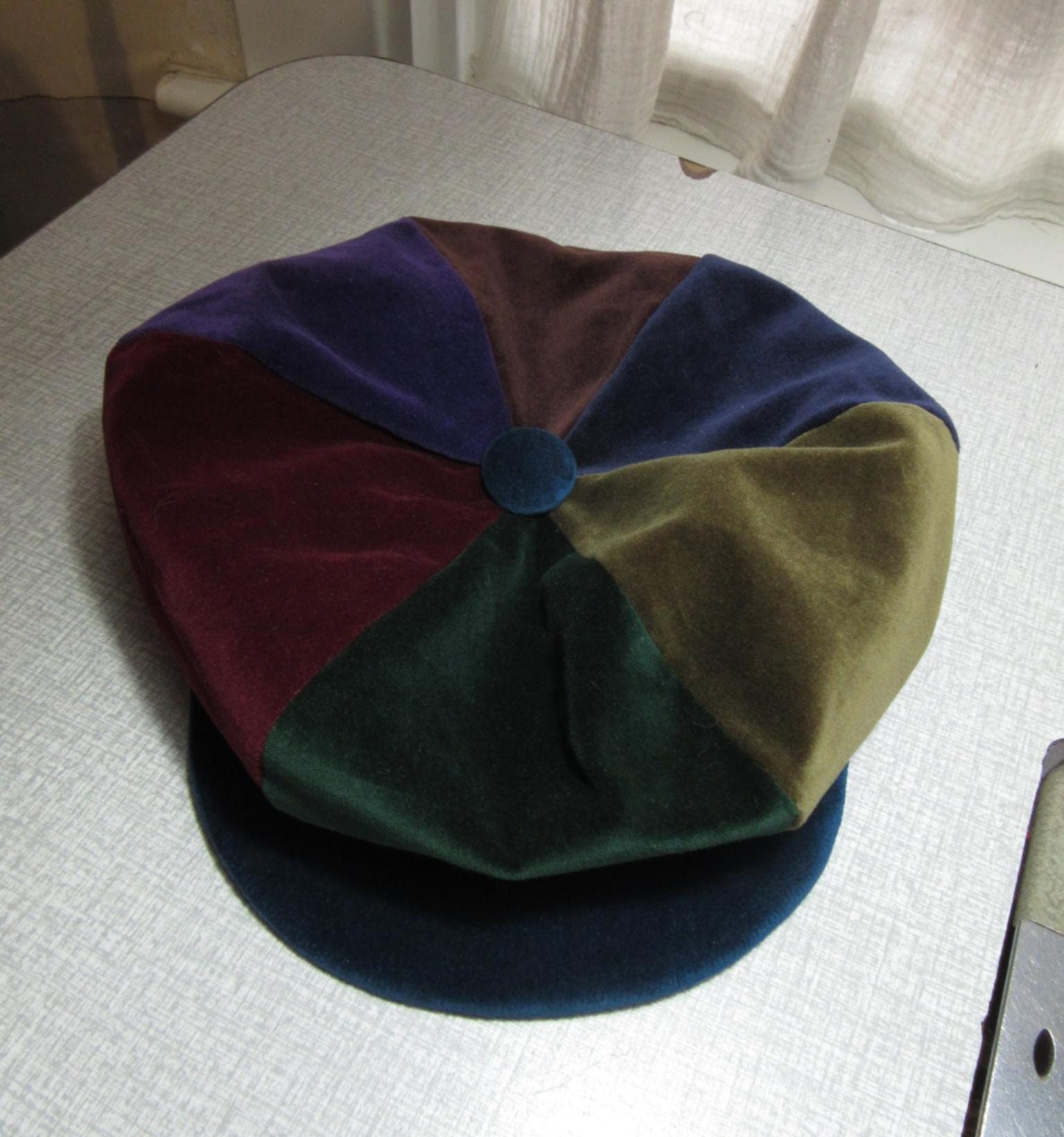Luxury Velvet Bakers Boy Cap 70s Style Pimp Hat Bright, Dark or Muted ...