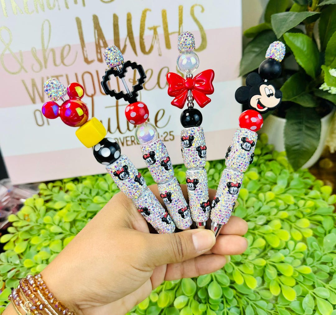 Mickey Mouse Pen With Bling: Mickey Mouse Beaded Pen | Character Pens ...