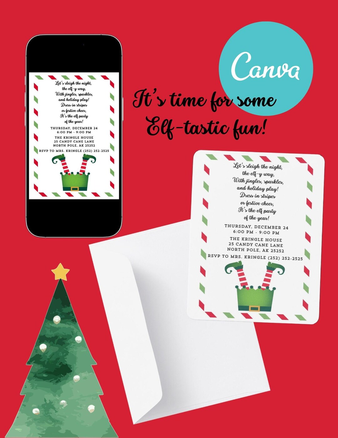 Elf Christmas Invitation | Holiday Party Invite | Printable Elf ...