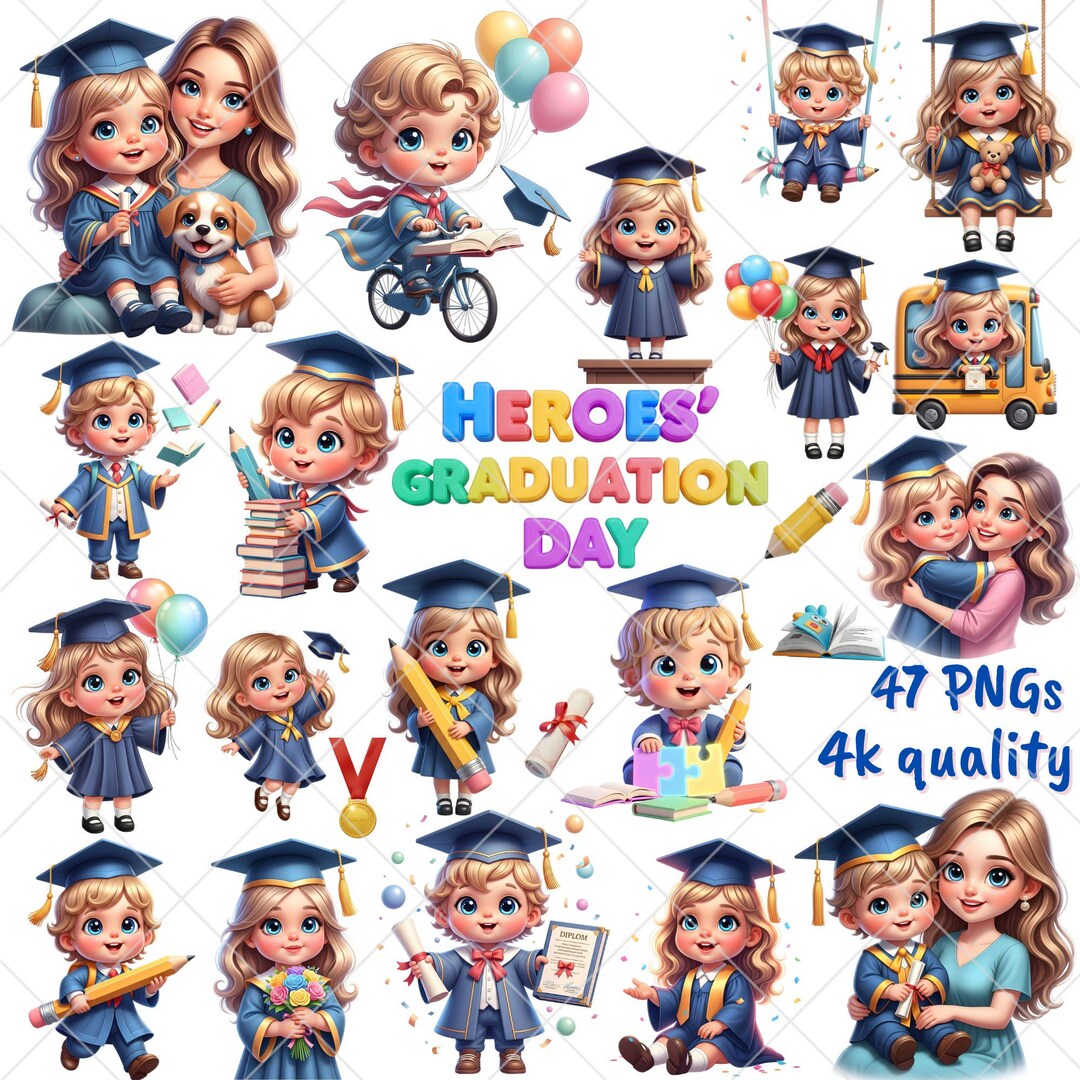 Heroes Graduation Day PNG Digital File | Kids Superhero Clipart for ...