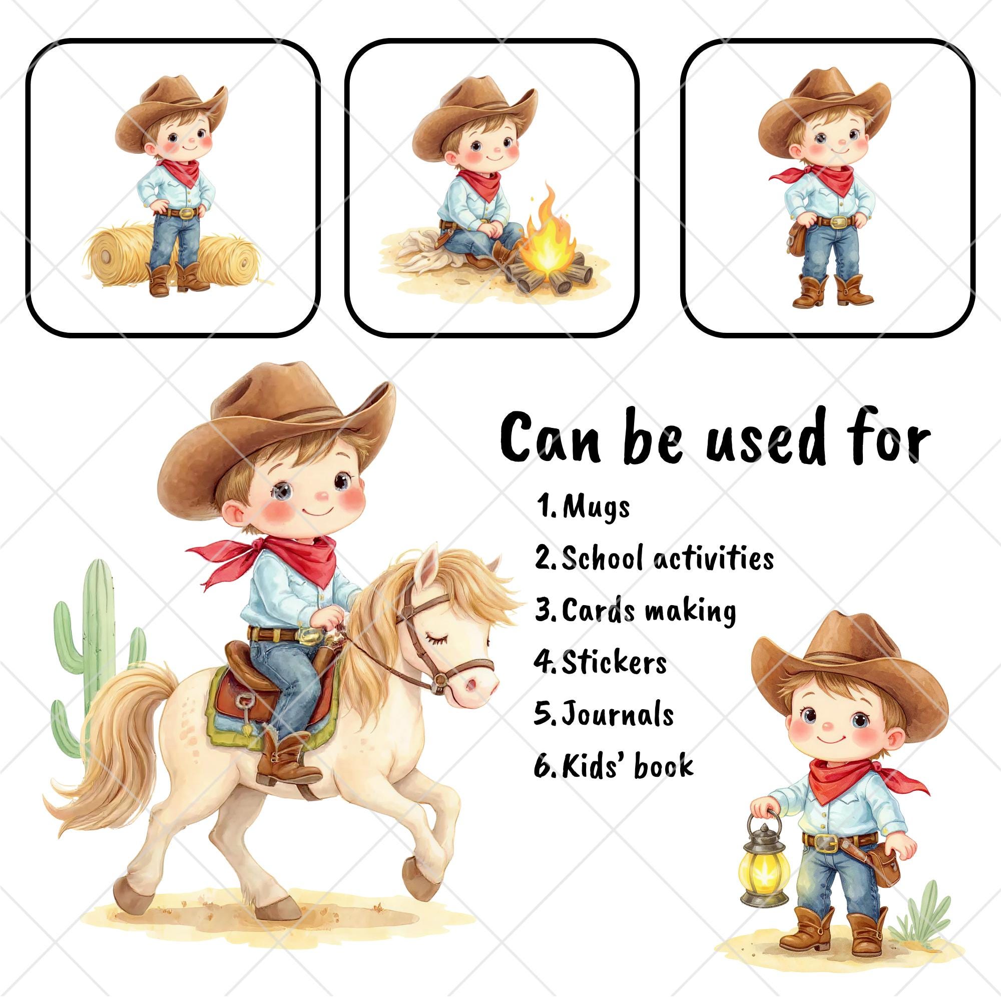 Cute Cowboy Clipart, Baby Cowboy PNG, Wild West Clipart, Baby Western ...