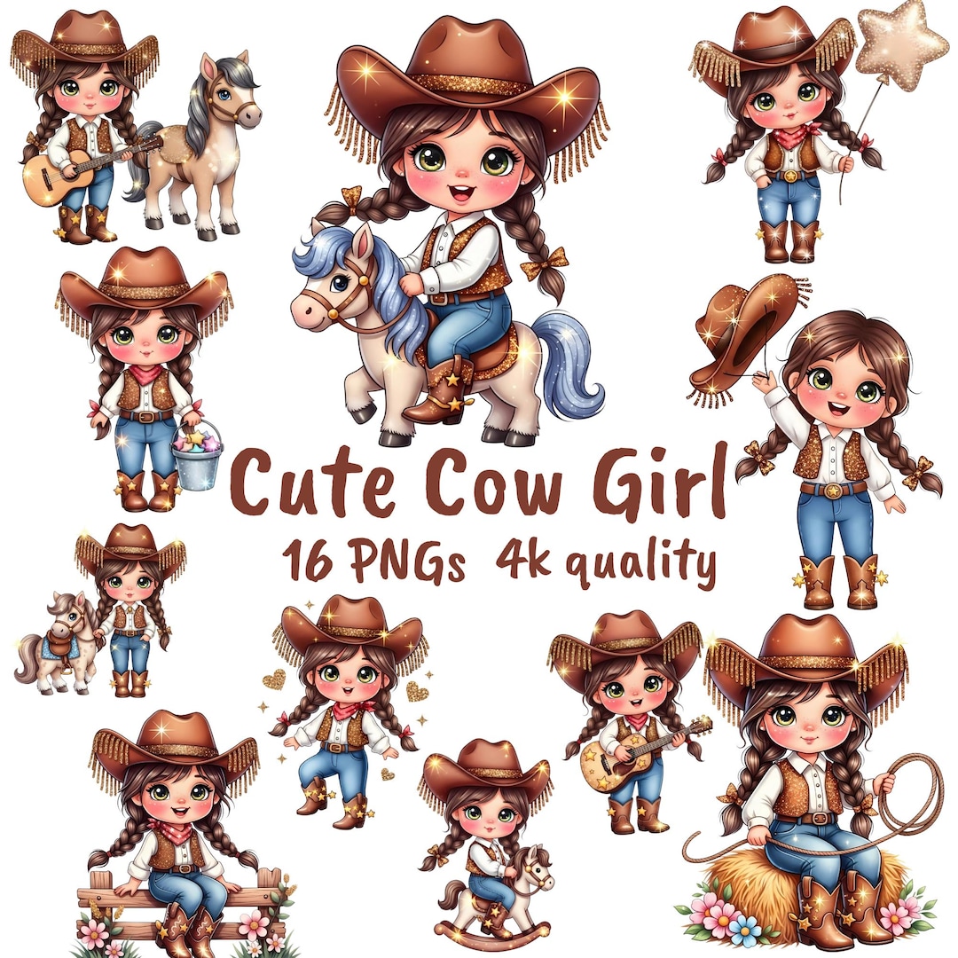 Pink Cowgirl Clipart Bundle: Western Rodeo PNG (digital Download) - Etsy