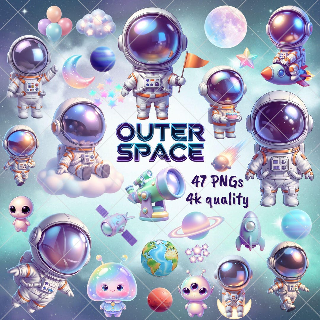 Outer Space PNG Digital File | Kids Space Clipart for Crafts - Etsy