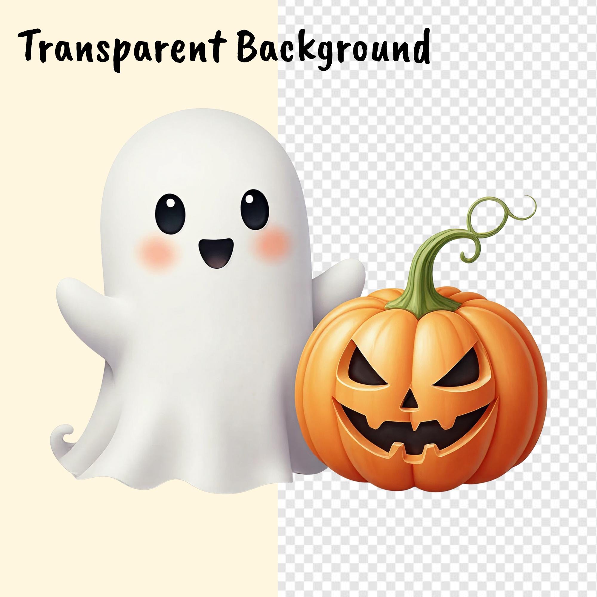 Cute Halloween Clipart - Watercolor - Ghost - Pumpkin - Cat - Spider ...