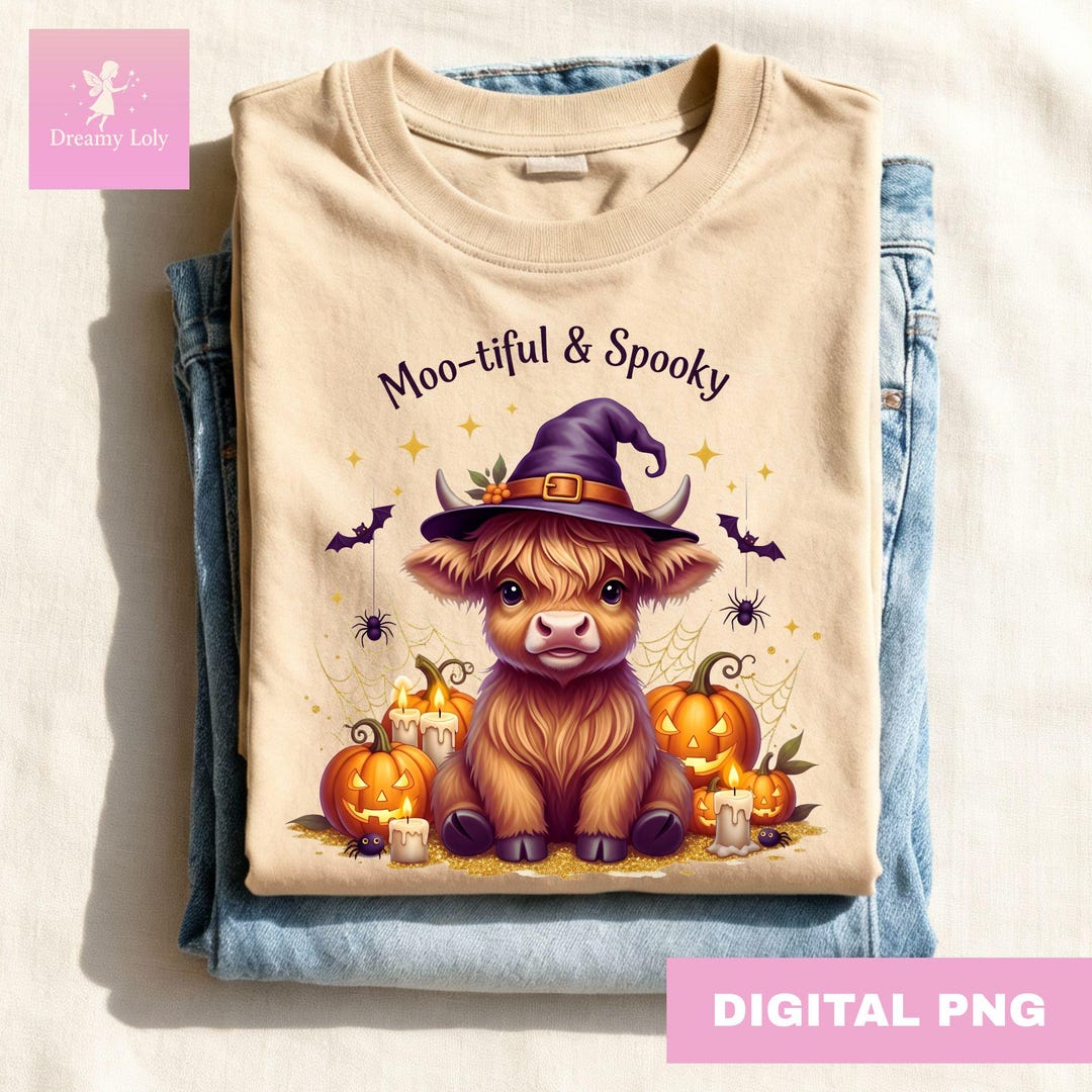 Moo-tiful and Spooky PNG Digital Download | Cute Halloween Cow With ...