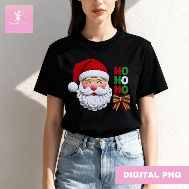 Christmas Crochet Santa Face PNG | Holiday Sublimation Design (digital ...