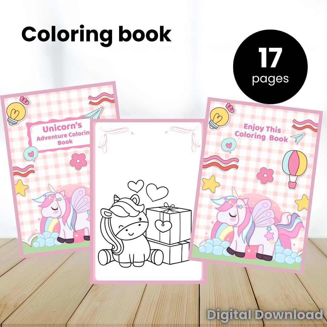 Unicorn’s Adventure Coloring Book PNG Printable Kids Activity Pages - Etsy