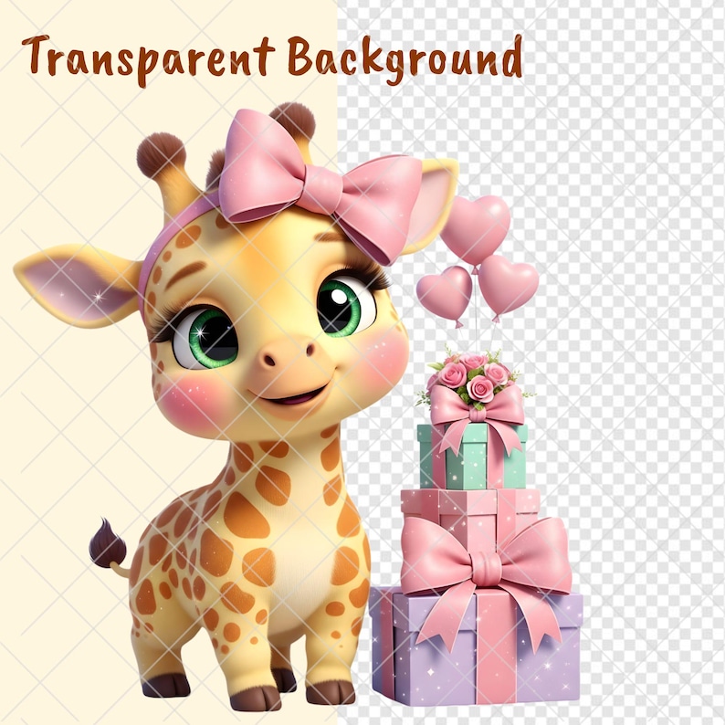 Giraffe Baby Shower PNG: Pink Clipart, Nursery Decor (digital Download ...