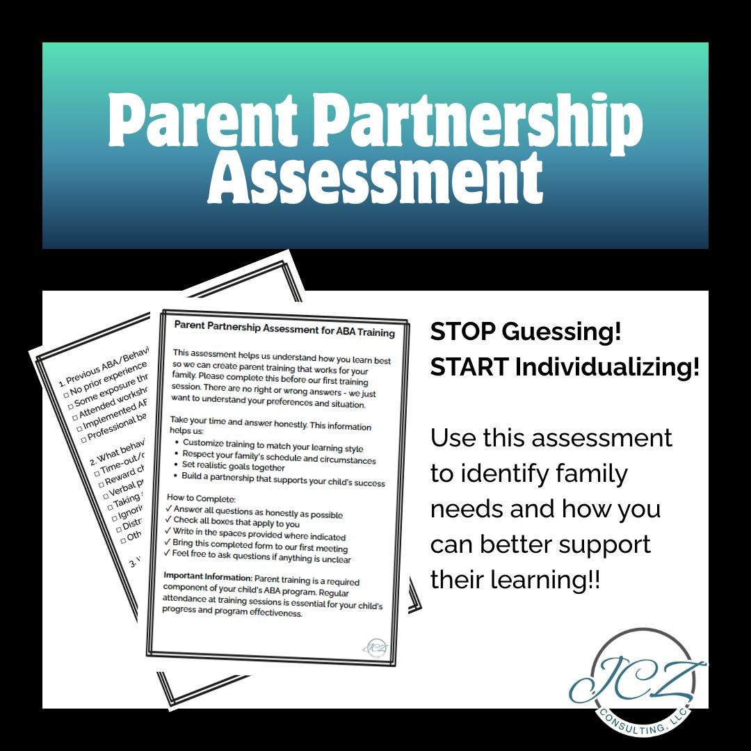 ABA Parent Training Assessment Tool - Instant Download for Bcbas - Etsy