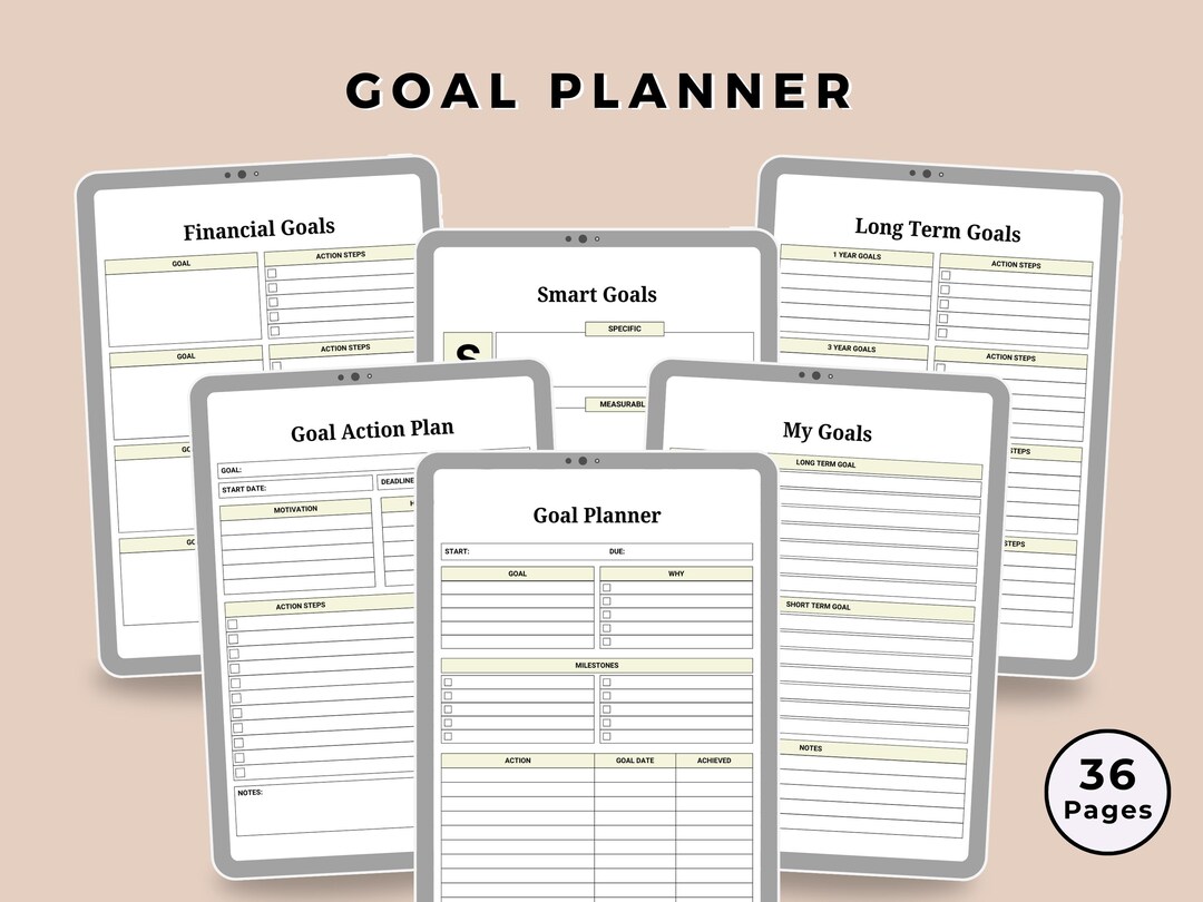 Goal Planner Printable PDF | Goal Setting Journal | Daily Weekly ...