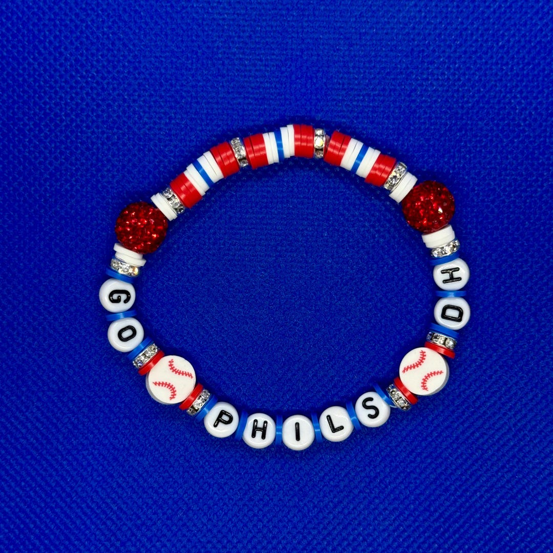 GO PHILS DH Phillies Bracelet: Red Rhinestone, White, Blie and Baseball ...