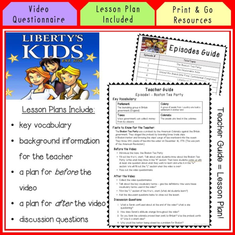 Liberty's Kids Episode Guide & Lesson Plans BUNDLE! - Etsy