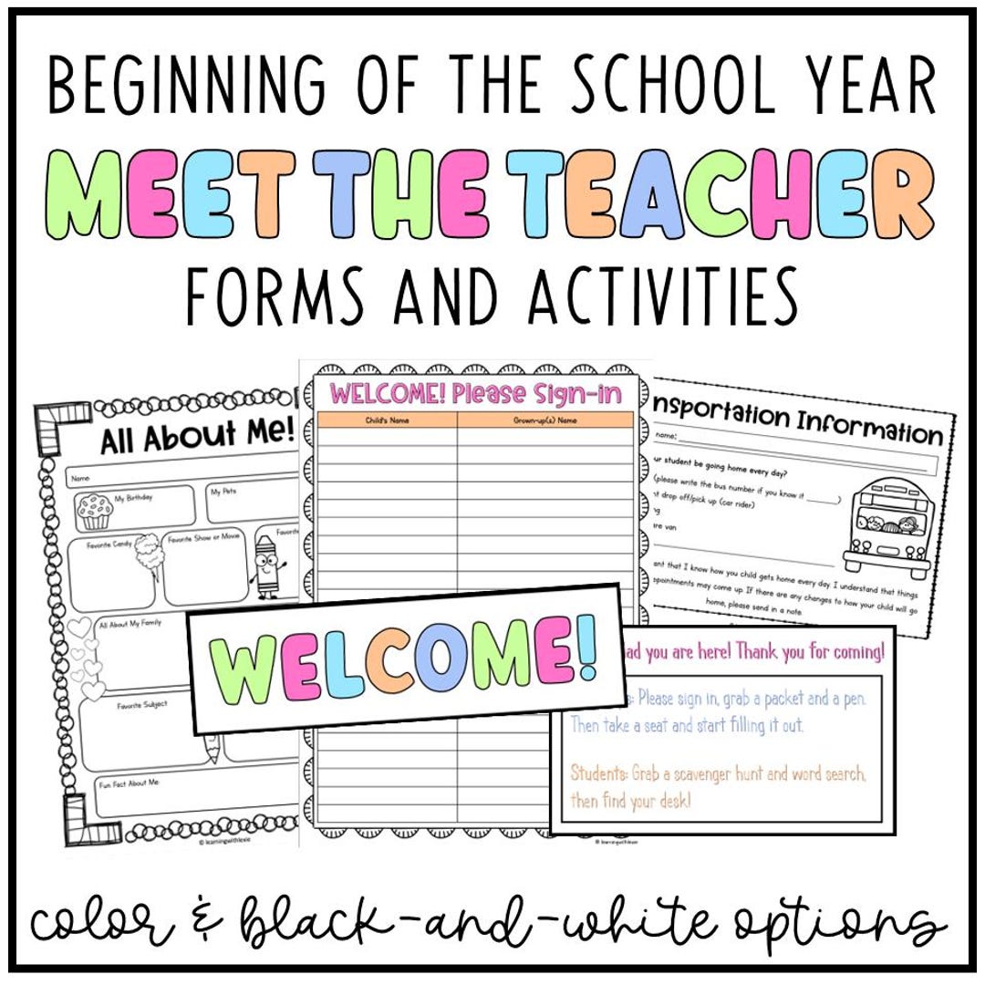 Meet the Teacher Forms, Orientation Pack for Teachers, Back to School ...