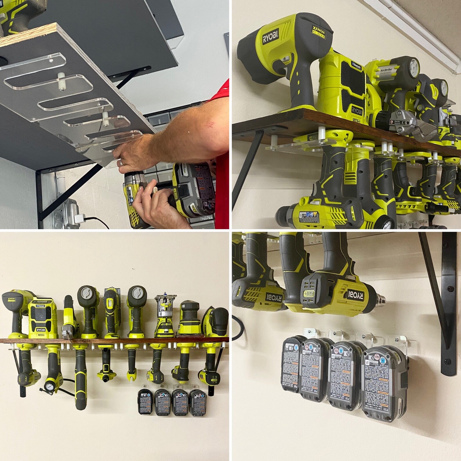 Ryobi Power Tool Storage Bracket. in Plexi Glass Acrylic for 2 Tools to ...