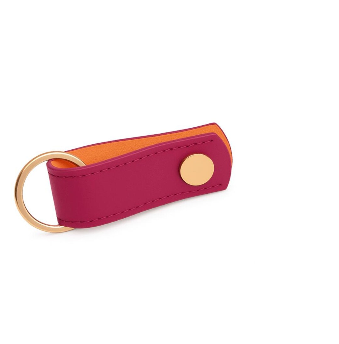 Dunkin Keychain Faux Leather With Snap Closure. Raspberry Pink and ...