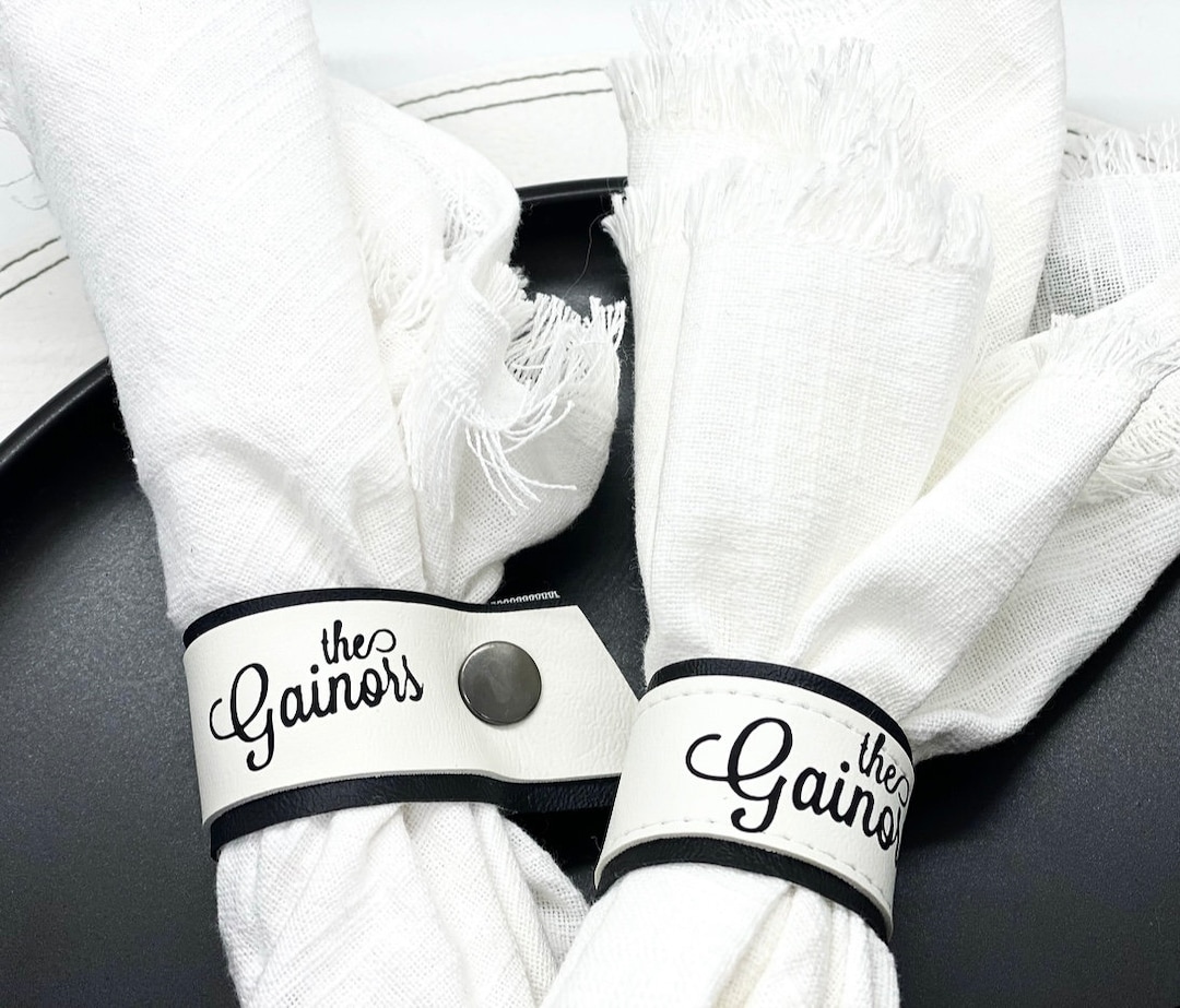 Personalized Napkin Rings. Table Decor. Family Name. Faux Leather. Sold ...