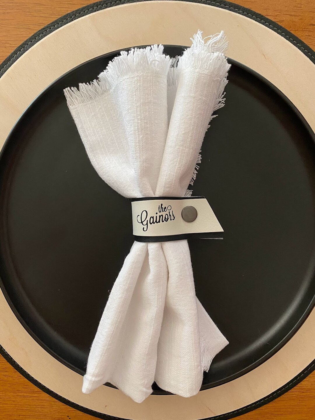 Personalized Napkin Rings. Table Decor. Family Name. Faux Leather. Set ...