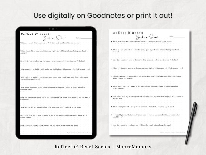 Reflect & Reset | Back-to-school Journal Prompts | Printable Writing ...
