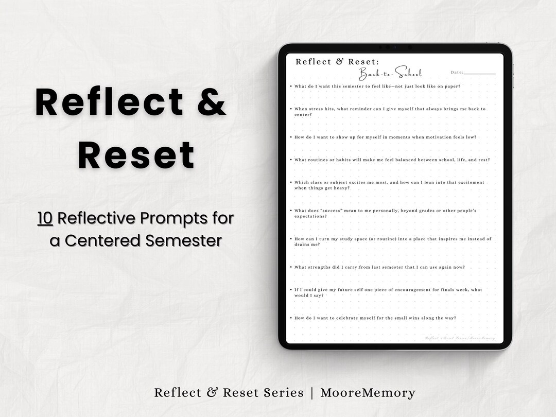 Reflect & Reset | Back-to-school Journal Prompts | Printable Writing ...