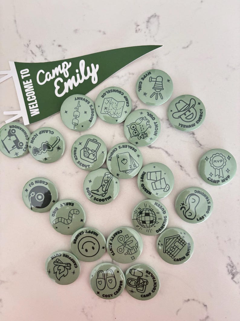 Camp Bachelorette Buttons | Merit Badge Pins, Party Favors - Etsy