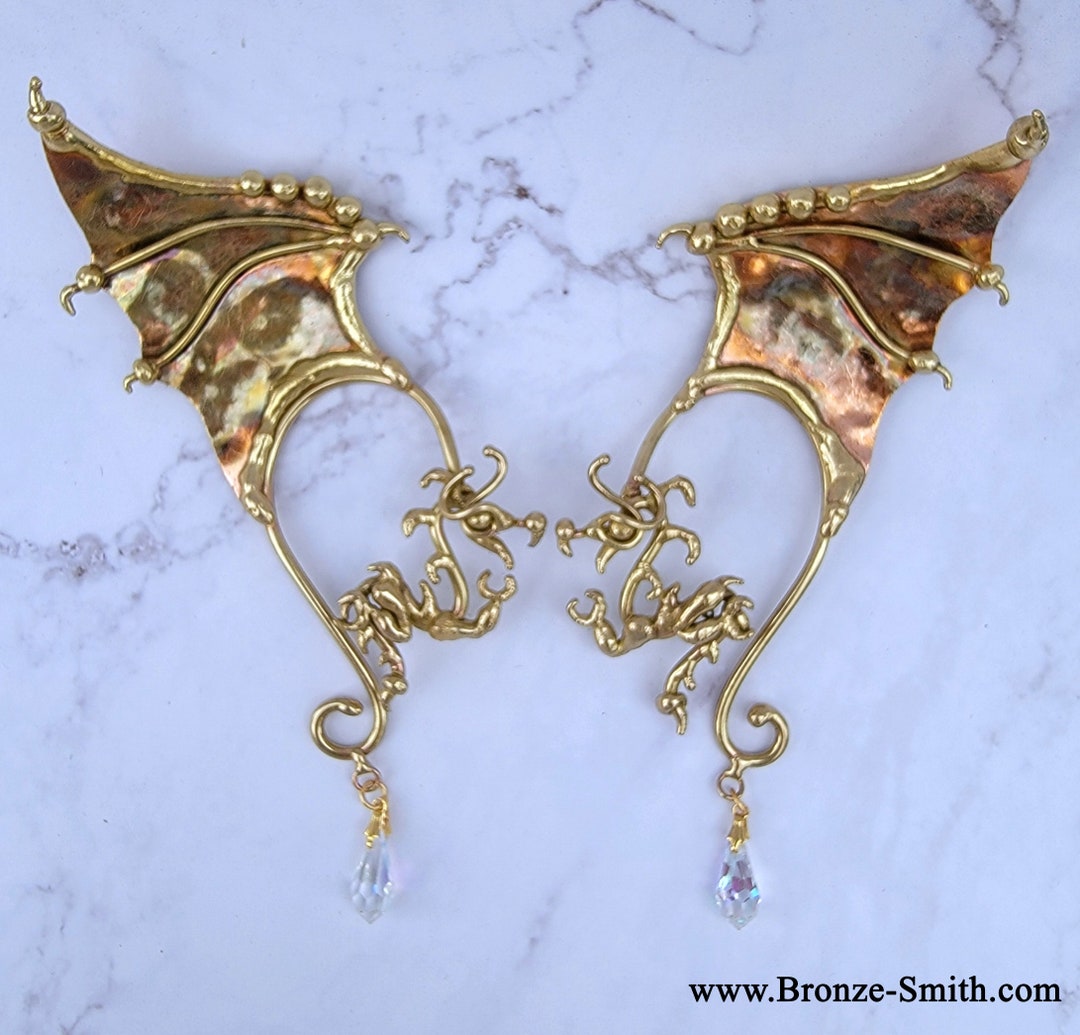 Pair of Winged Dragon Ear Wires - Etsy