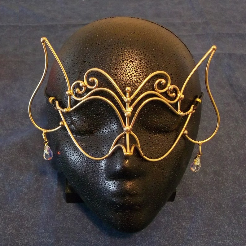 Bronze & Crystal Elf Mask | Etsy