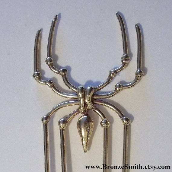 Bronze Spider Hair Fork - Etsy